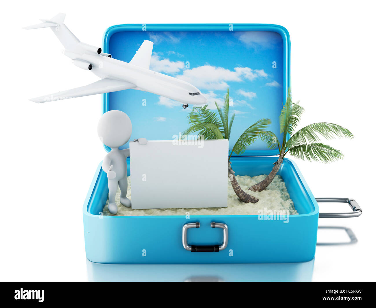 3d white people with signboard Stock Photo - Alamy