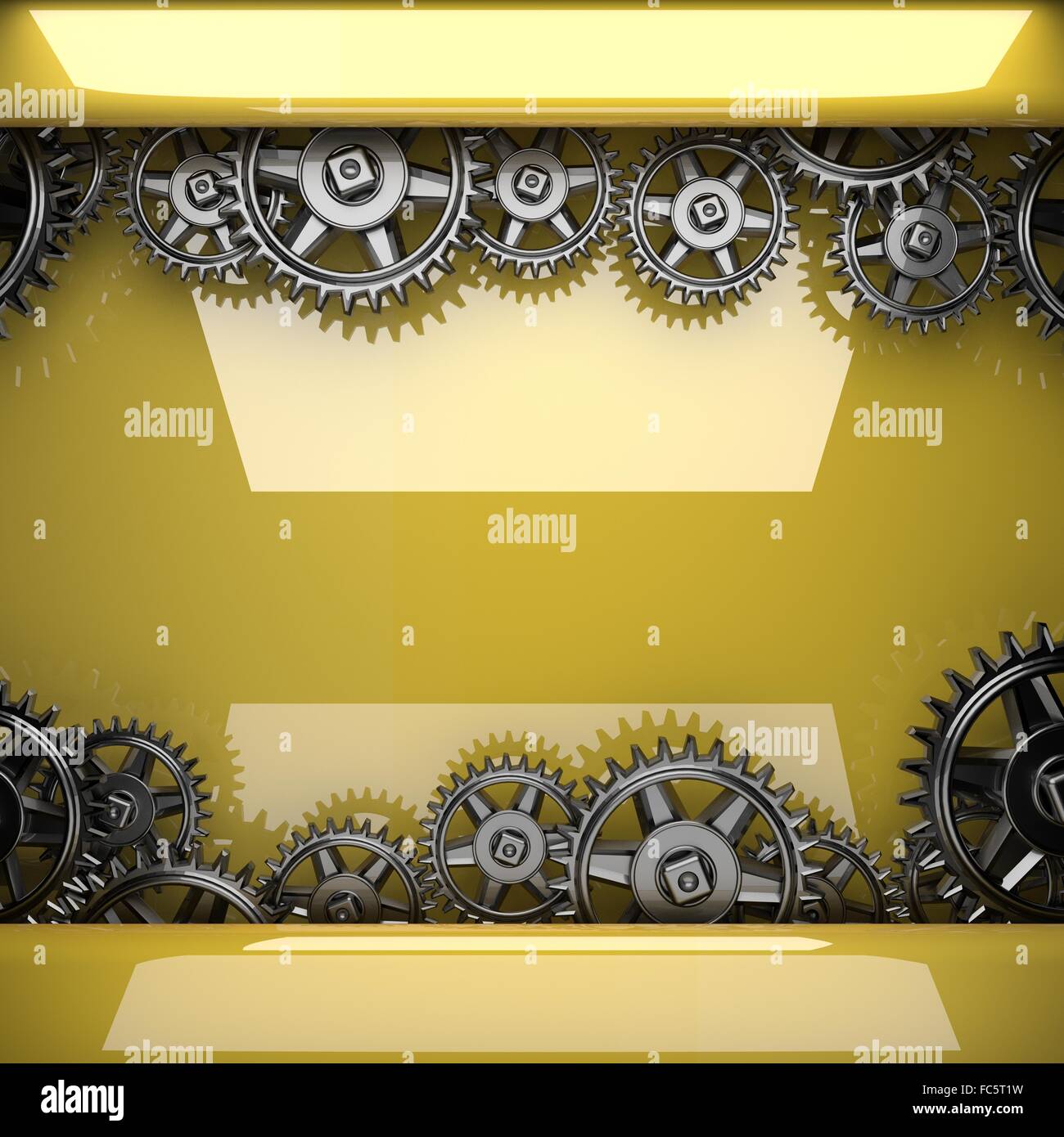 yellow polighed metal background with gears Stock Photo - Alamy