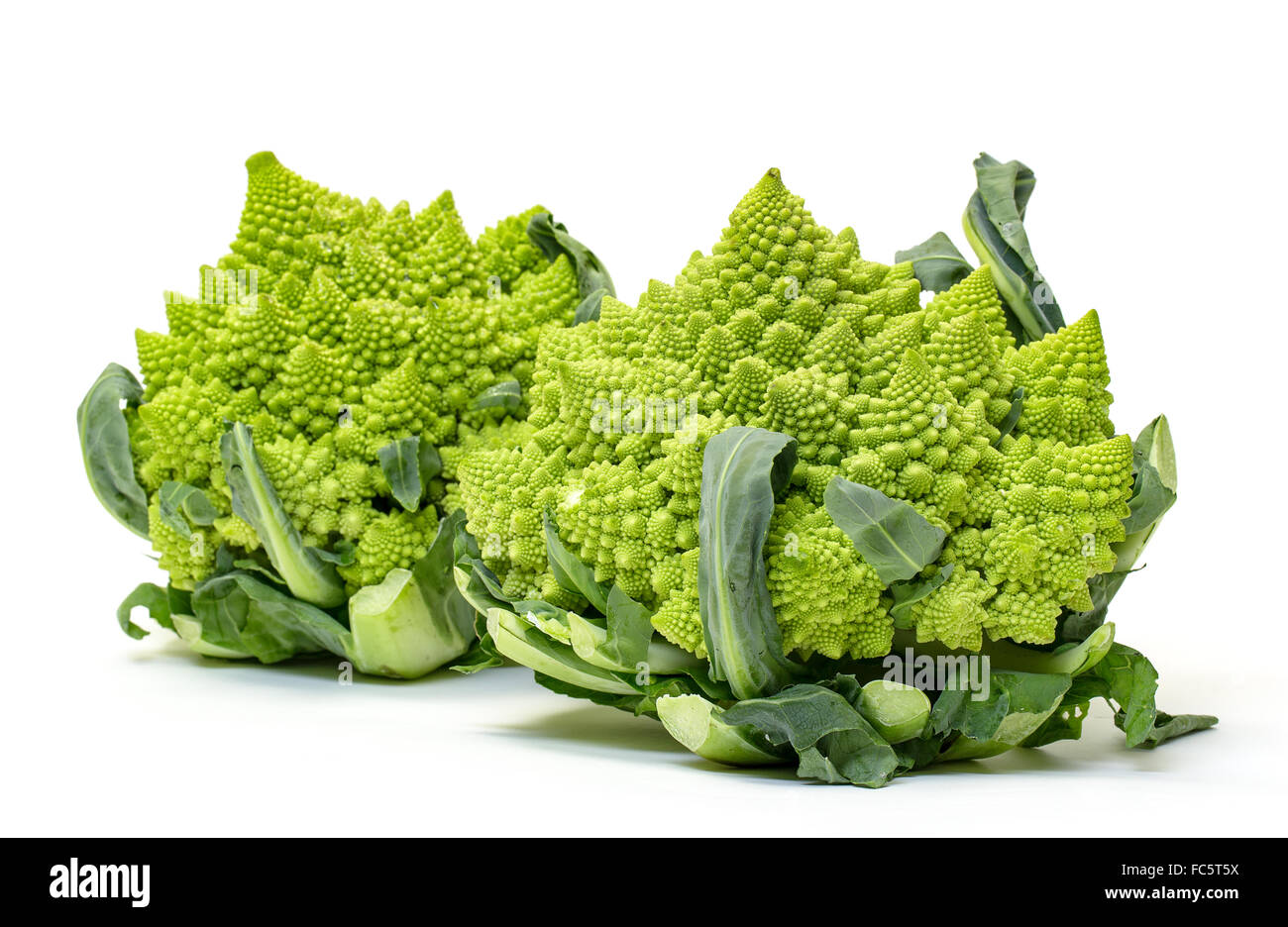 Two Green Fresh Romanesque Cauliflower Stock Photo - Alamy