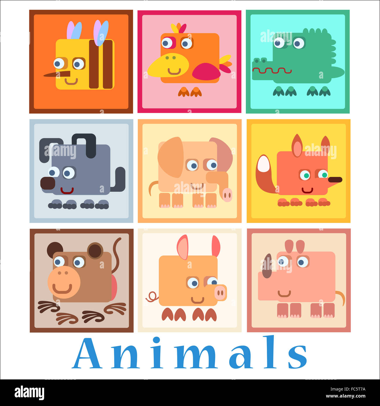 Set animals baby style Stock Photo - Alamy
