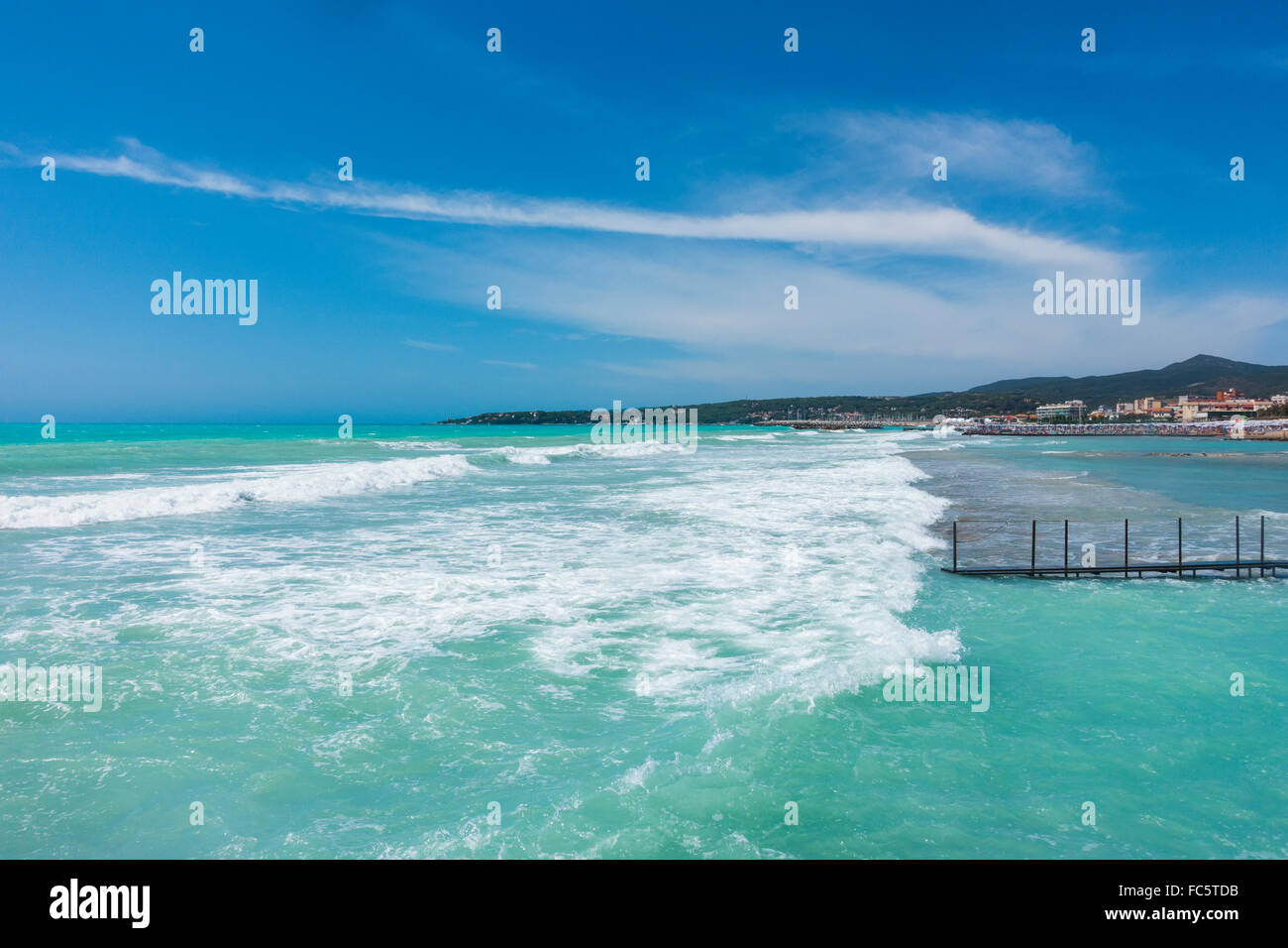 From the tropical beach in Rosignano Solvay in Tuscany, Italy. The ...