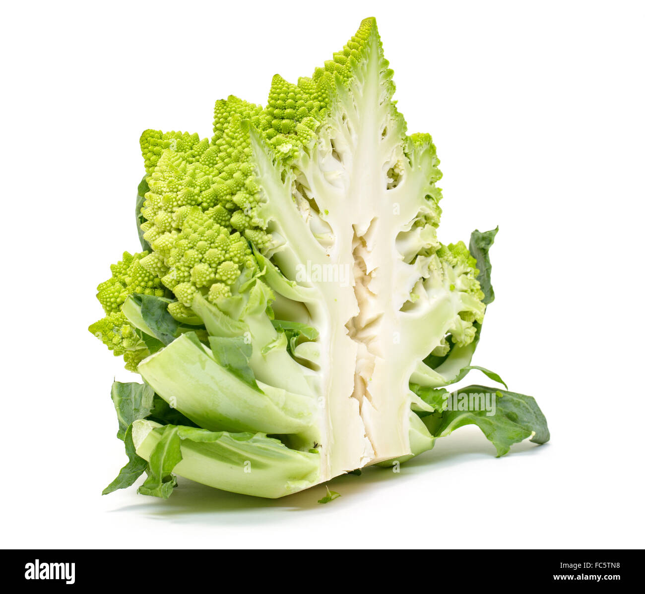 Half Green Fresh Romanesque Cauliflower Stock Photo - Alamy