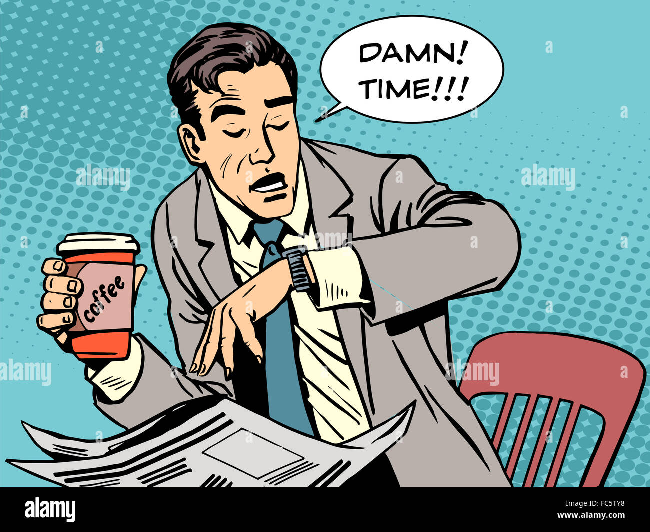 Coffee break late businessman cafe Stock Photo - Alamy
