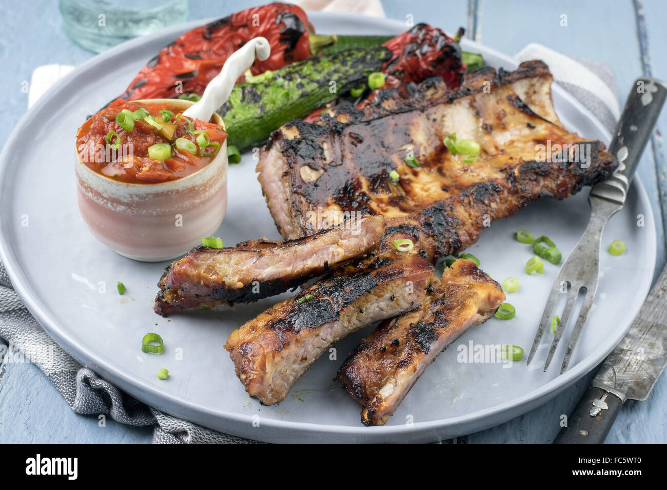 Spare Ribs on Plate Stock Photo - Alamy
