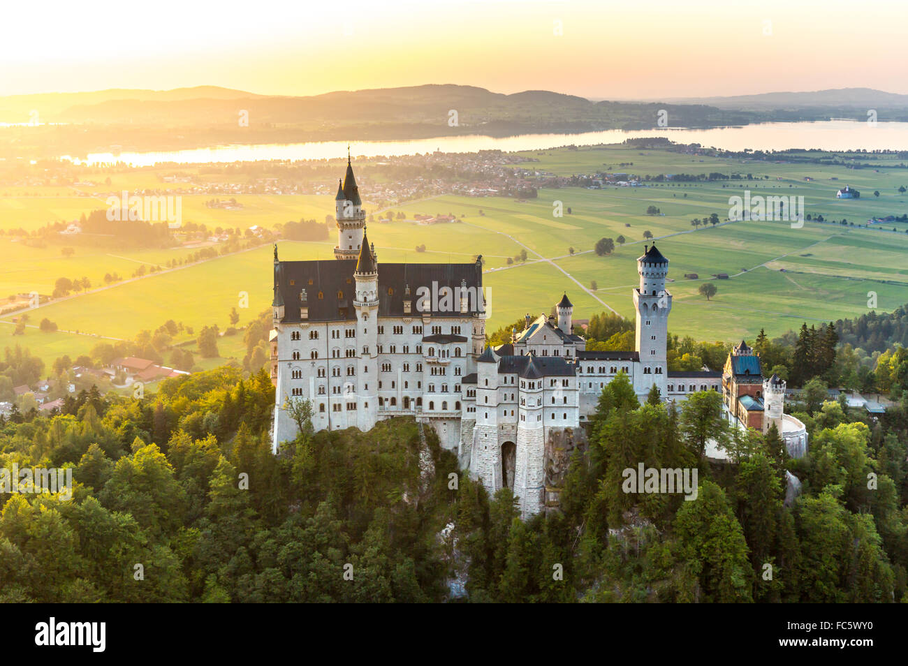 Neuschwanstein castle sunset Stock Photo - Alamy