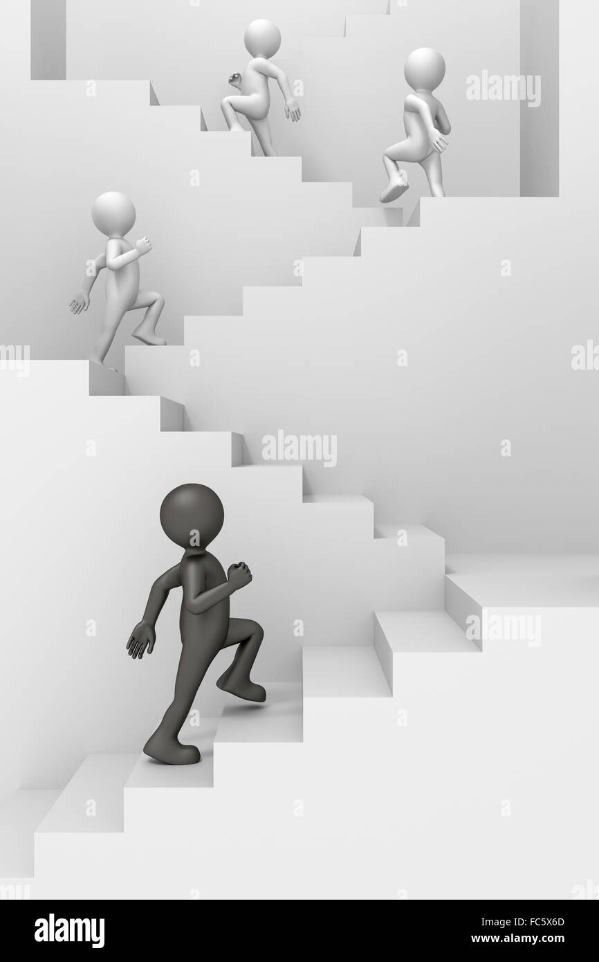 Cartoon Climbing Stairs