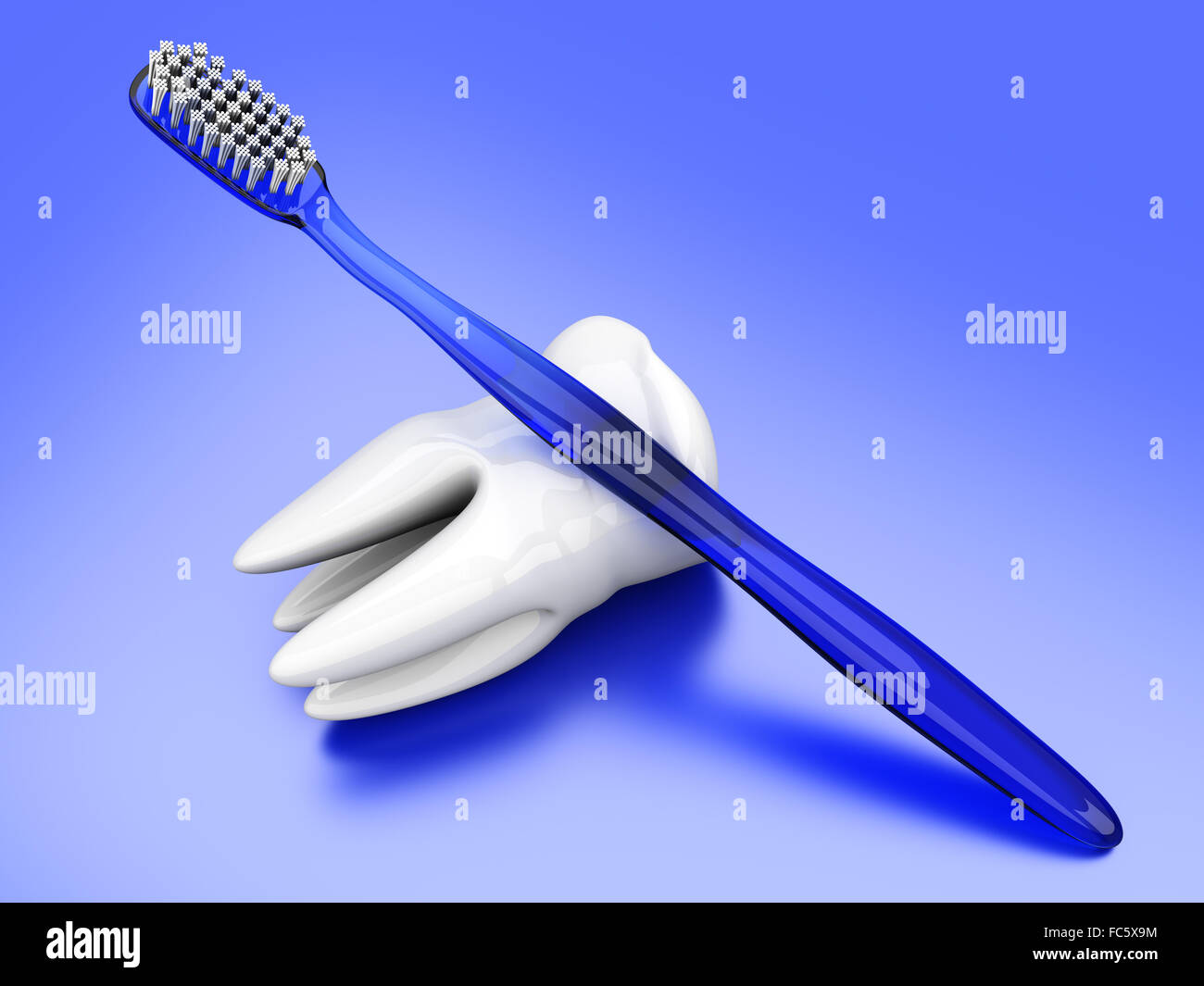 Toothbrush with a Tooth Stock Photo - Alamy