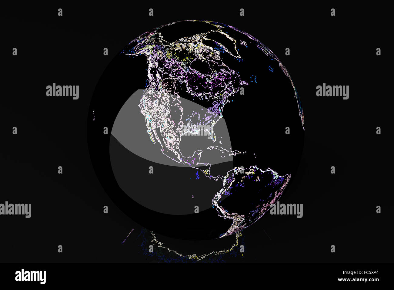 Neon Globe - Americas Stock Photo - Alamy