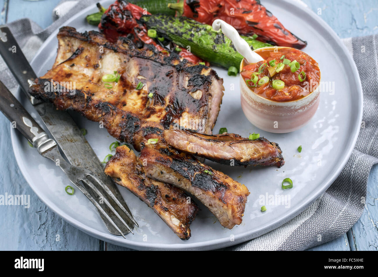 Baby back ribs on plate hi-res stock photography and images - Alamy