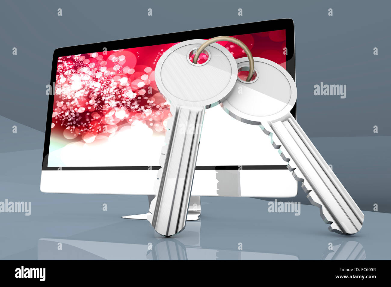 Secure Computer with a pair of Keys Stock Photo - Alamy