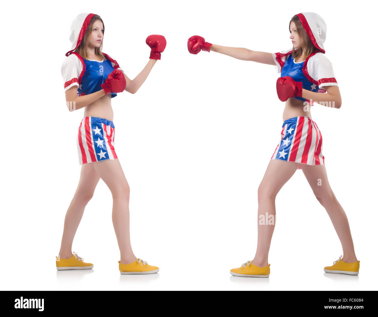 Female boxers in uniform with US symbols isolated on white Stock Photo ...