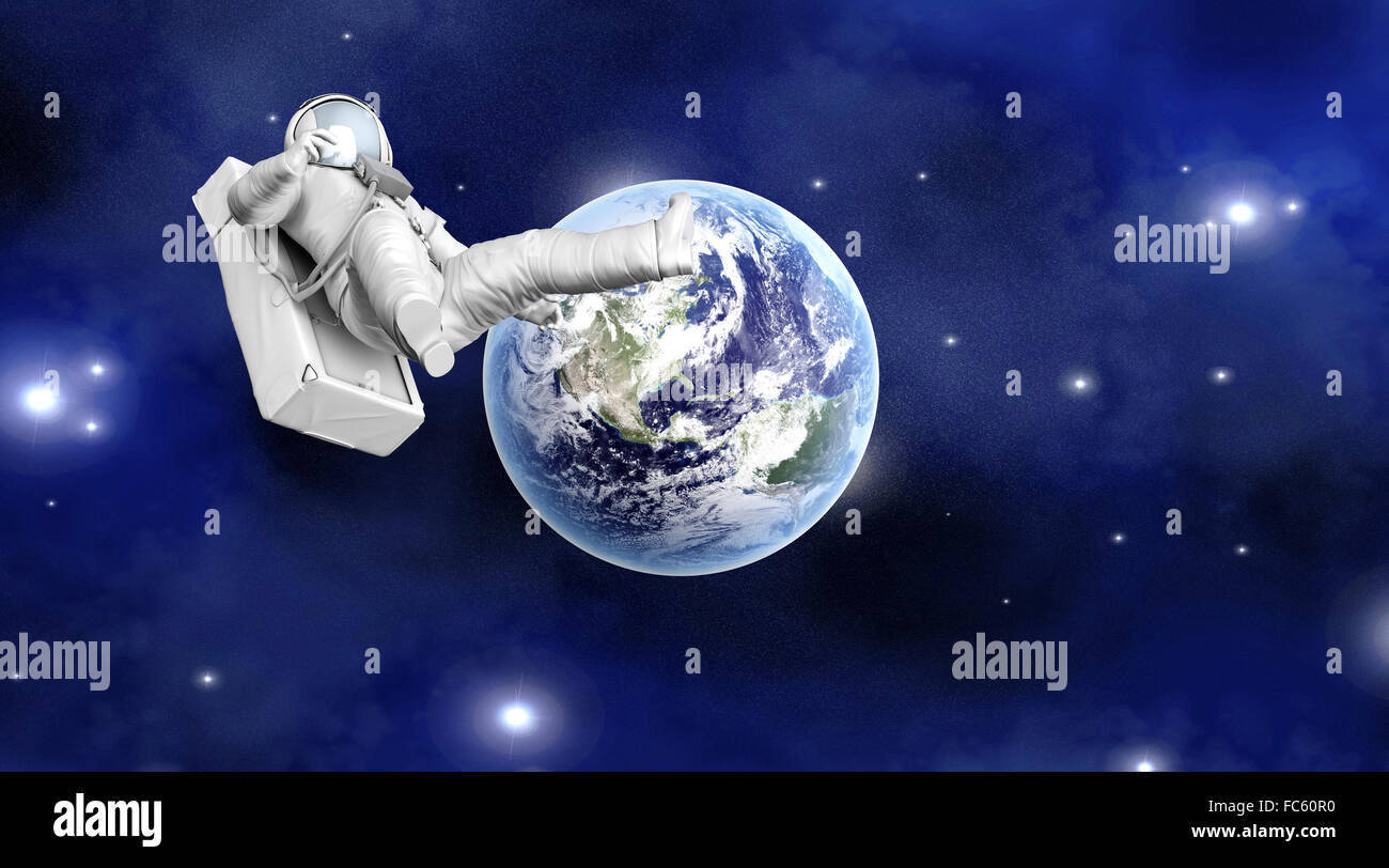 Astronaut floating far from Earth Stock Photo - Alamy