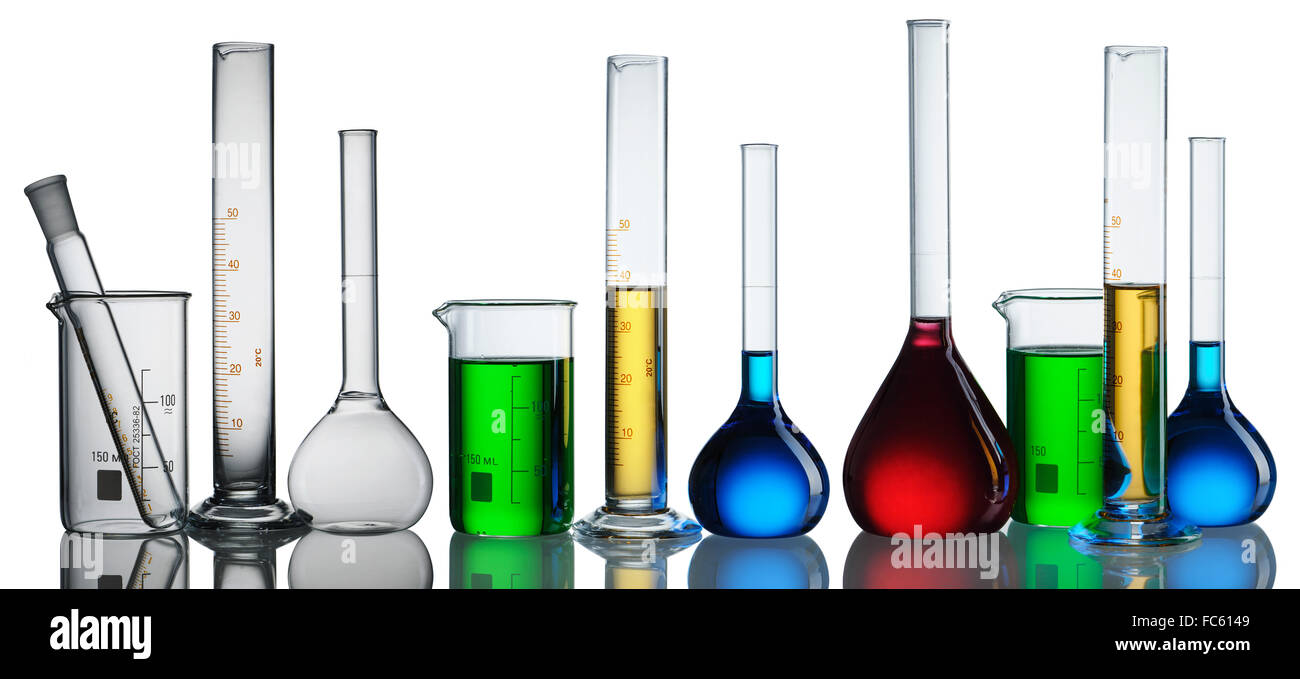 Chemical flasks collection Stock Photo - Alamy