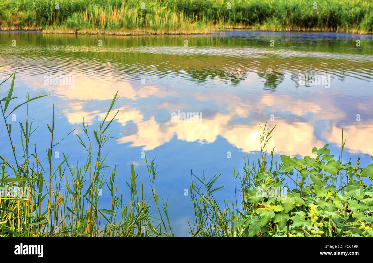 Sky reflection in water Stock Photo - Alamy