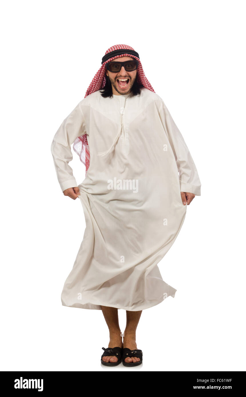 Happy arab man isolated on white Stock Photo - Alamy
