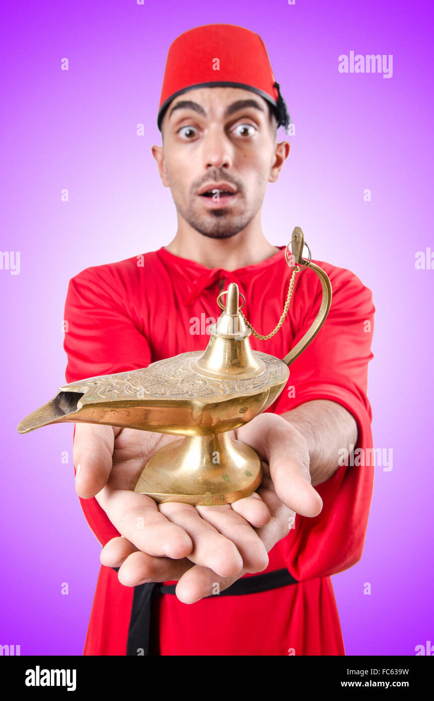 Turk man with lamp on white Stock Photo - Alamy