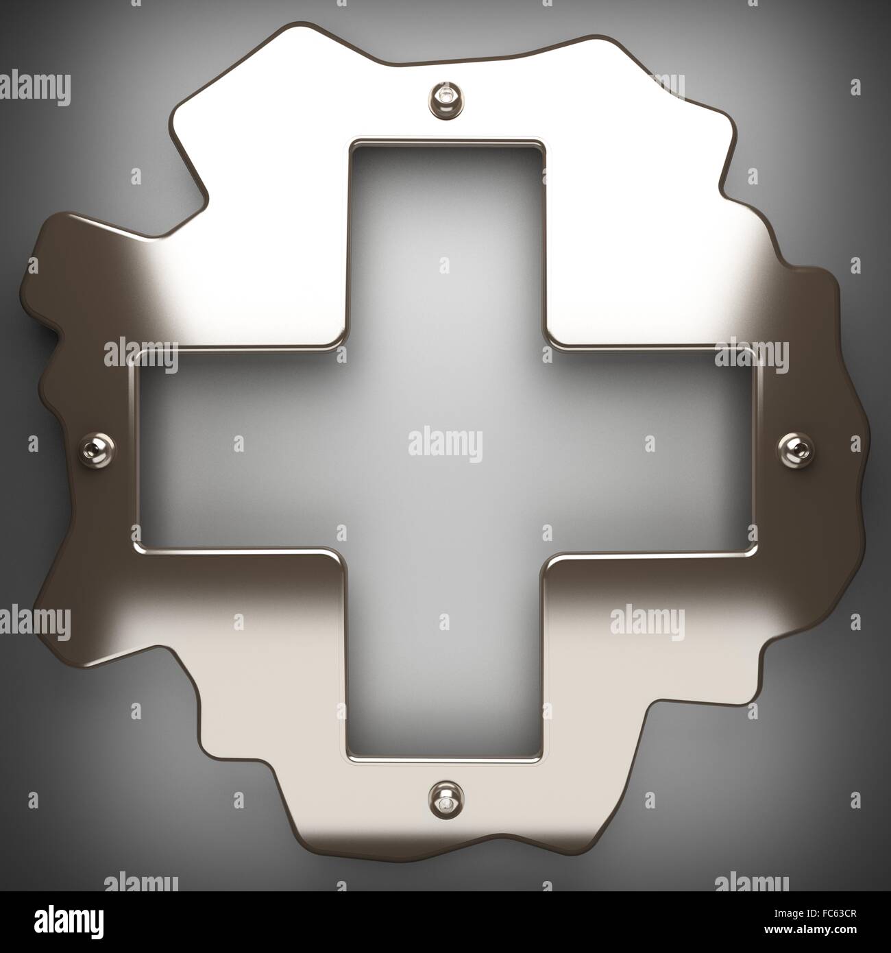 polished metal element on gray background Stock Photo - Alamy