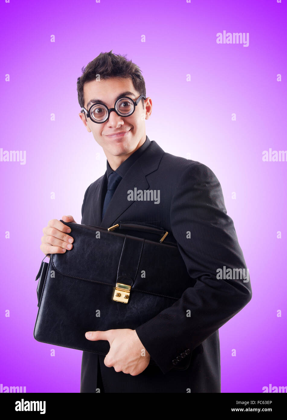 Nerd businessman against the gradient Stock Photo - Alamy
