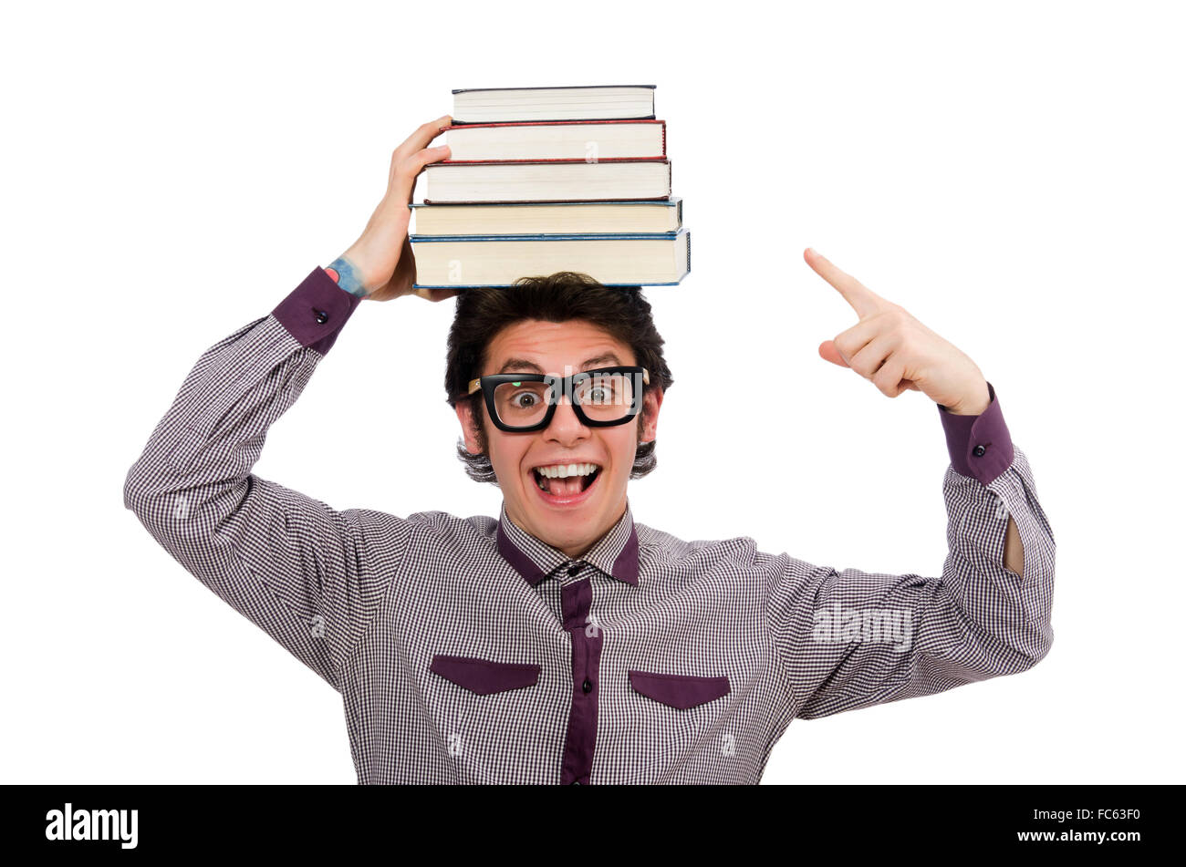 Student with books isolated on white Stock Photo - Alamy