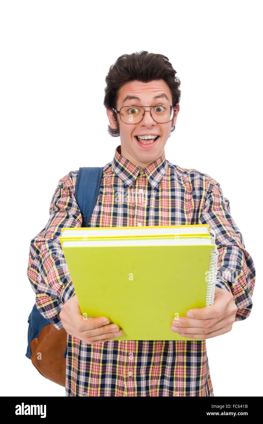 Student with books isolated on white Stock Photo - Alamy