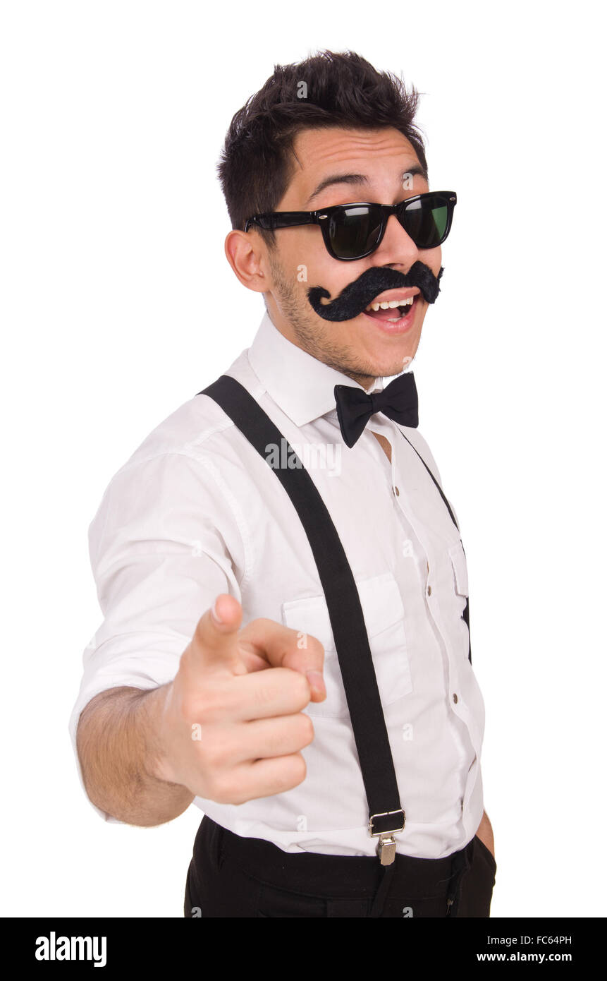 Young man with moustache isolated on white Stock Photo - Alamy