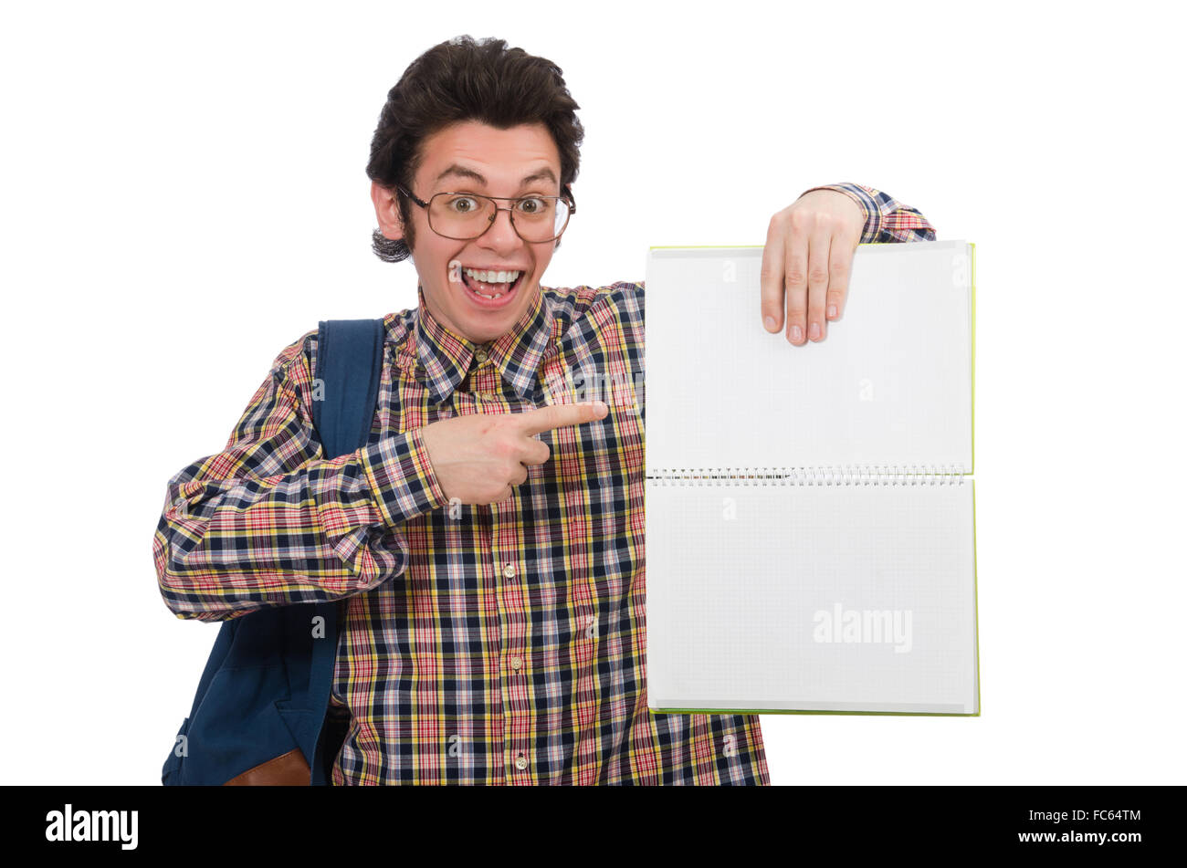 Student with book isolated on white Stock Photo - Alamy