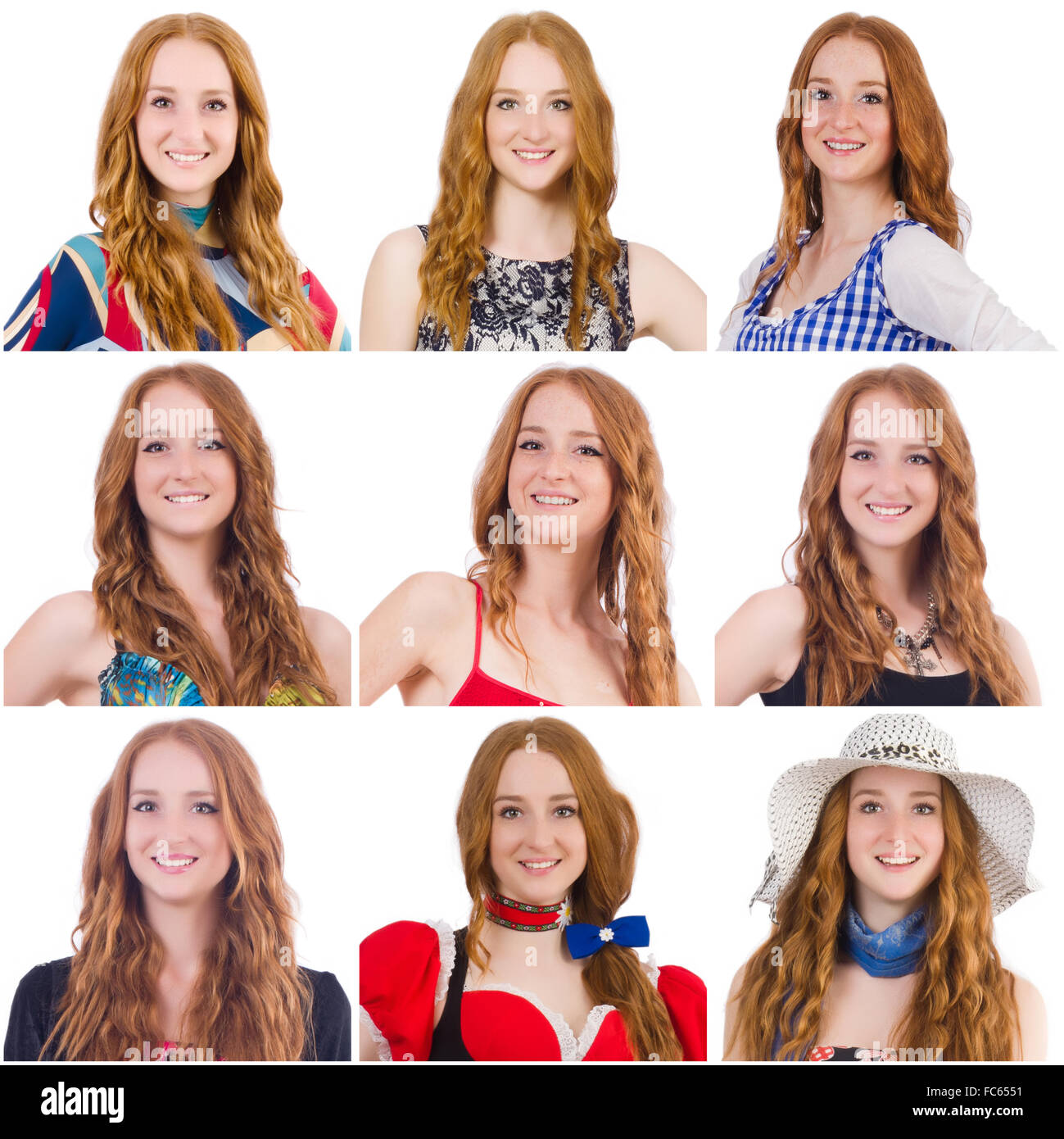 Collage of many faces from same model Stock Photo - Alamy