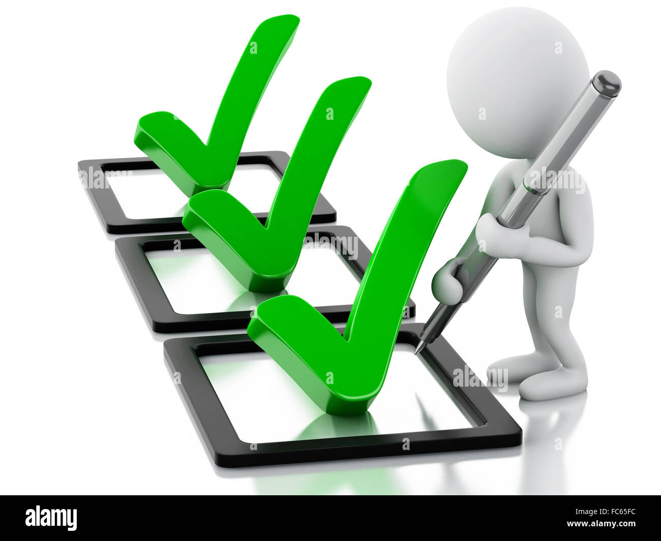 3d White people with checklist Stock Photo - Alamy