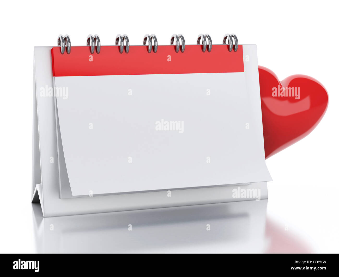 3d Calendar with red heart. Valentine's Day Stock Photo - Alamy