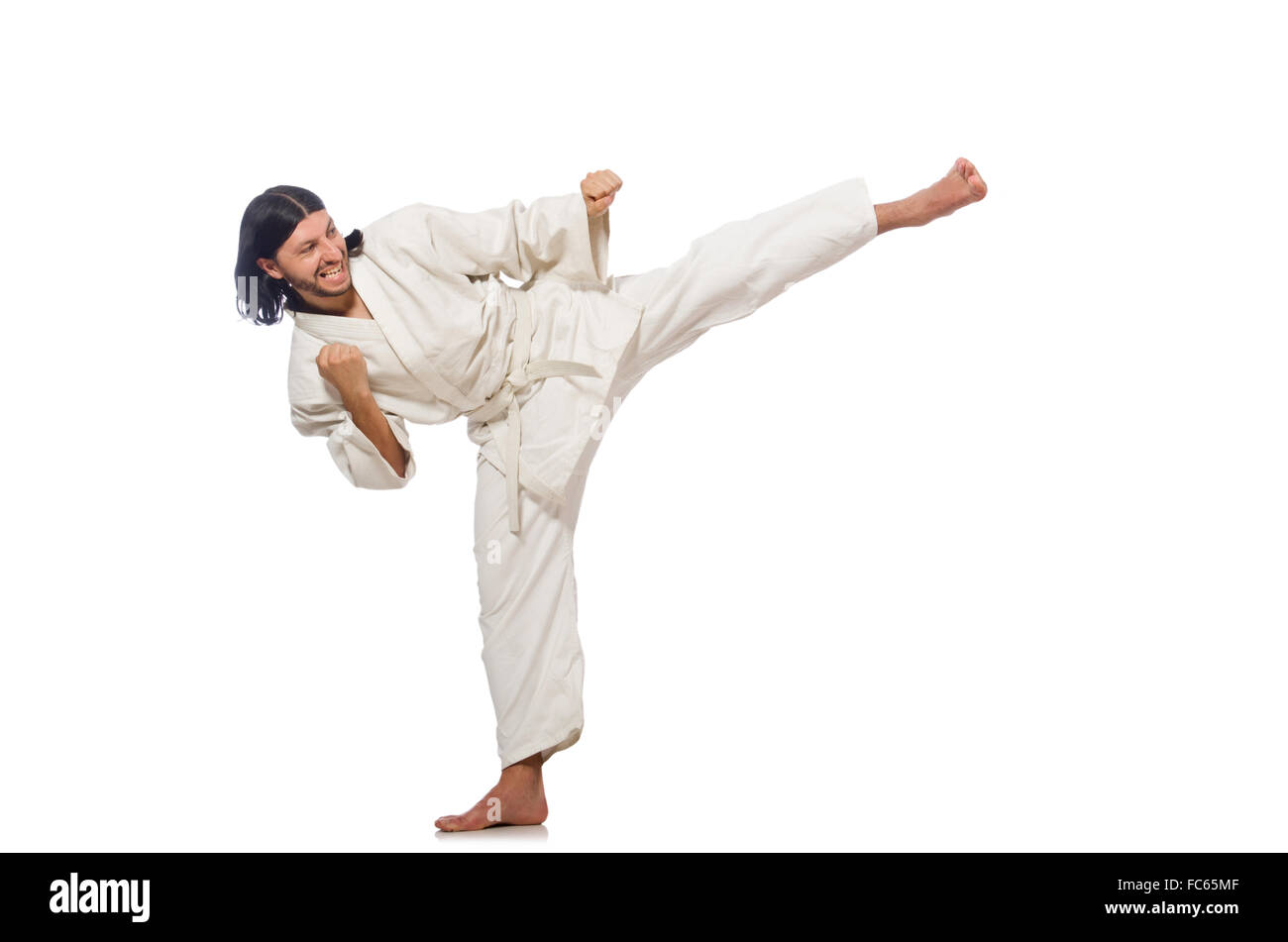 Karate fighter isolated on white Stock Photo - Alamy