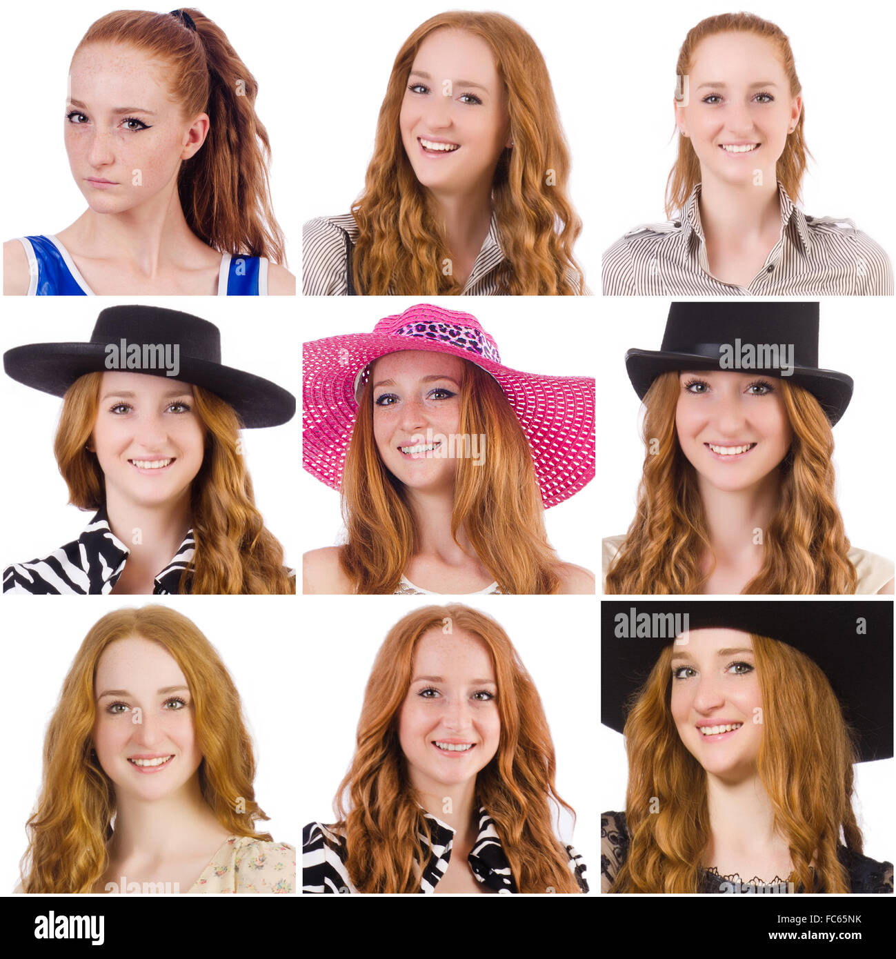 Collage of many faces from same model Stock Photo - Alamy