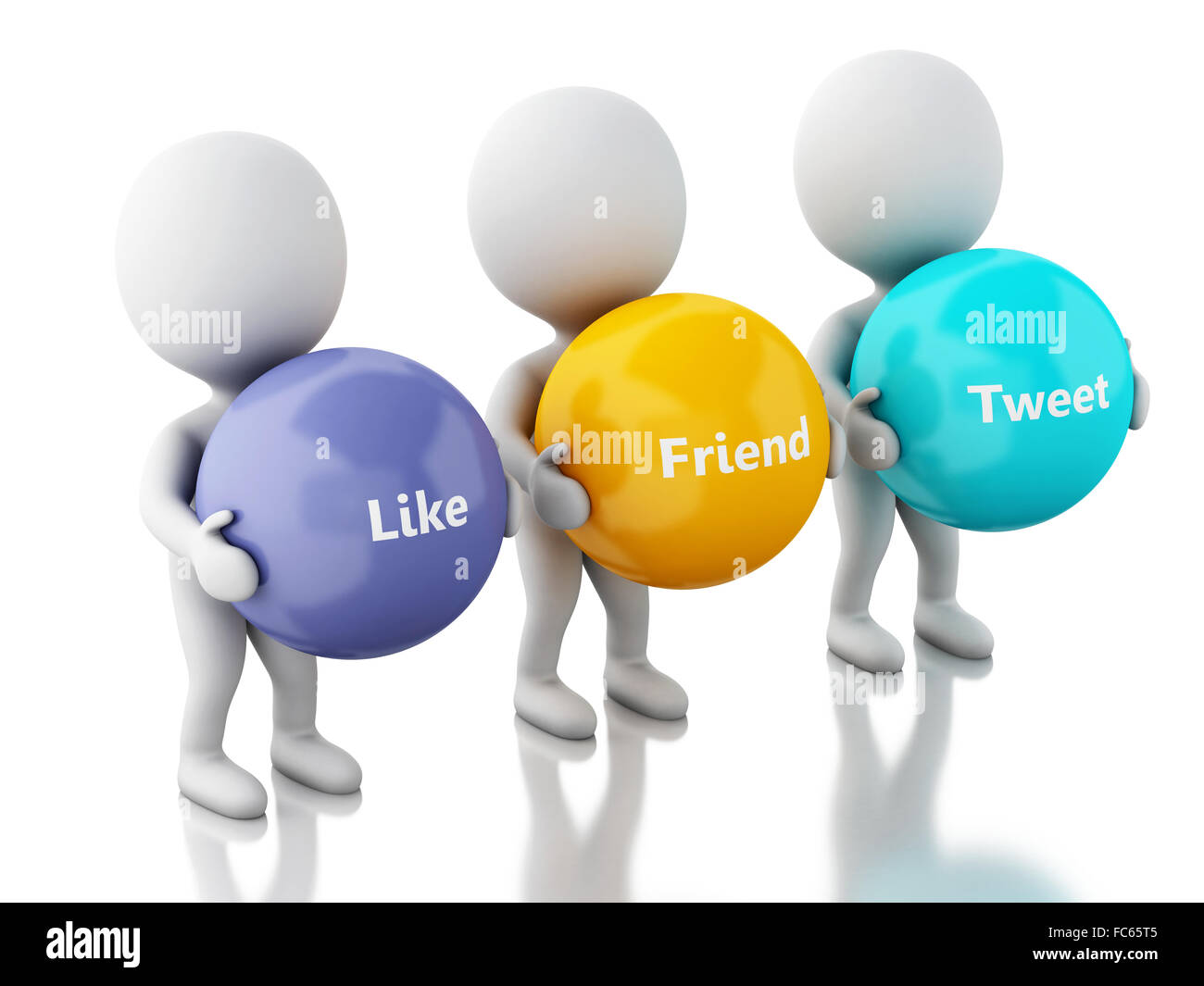 3d White people with social media bubbles Stock Photo - Alamy