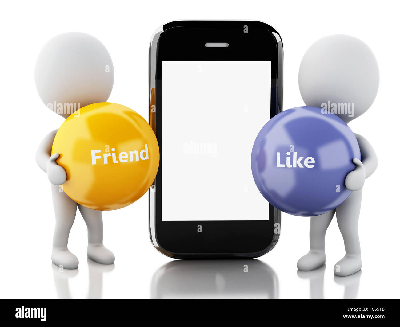 3d White people with smartphone Stock Photo - Alamy