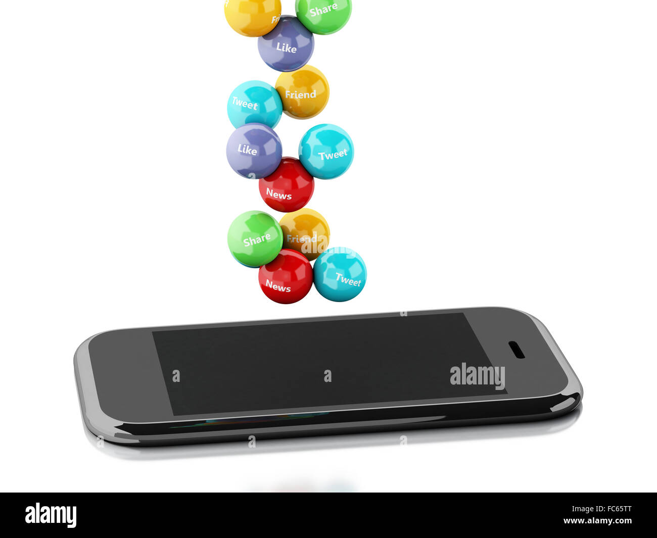 3d smartphone with social media bubbles Stock Photo - Alamy
