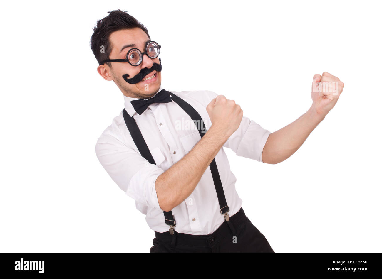 Young man with moustache isolated on white Stock Photo - Alamy