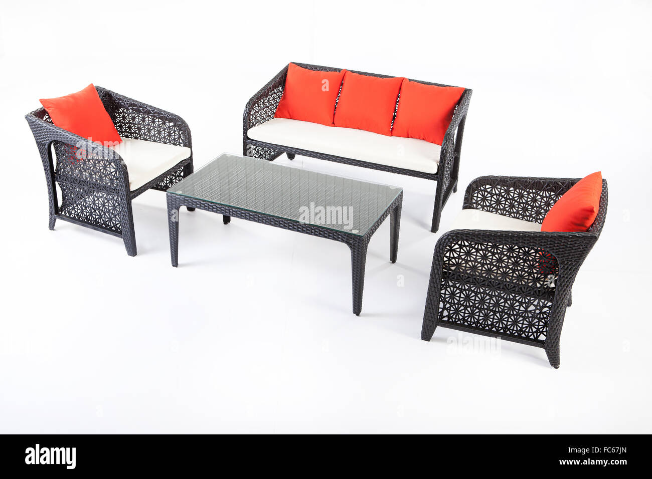 Suite Of Wicker Furniture Stock Photo - Alamy