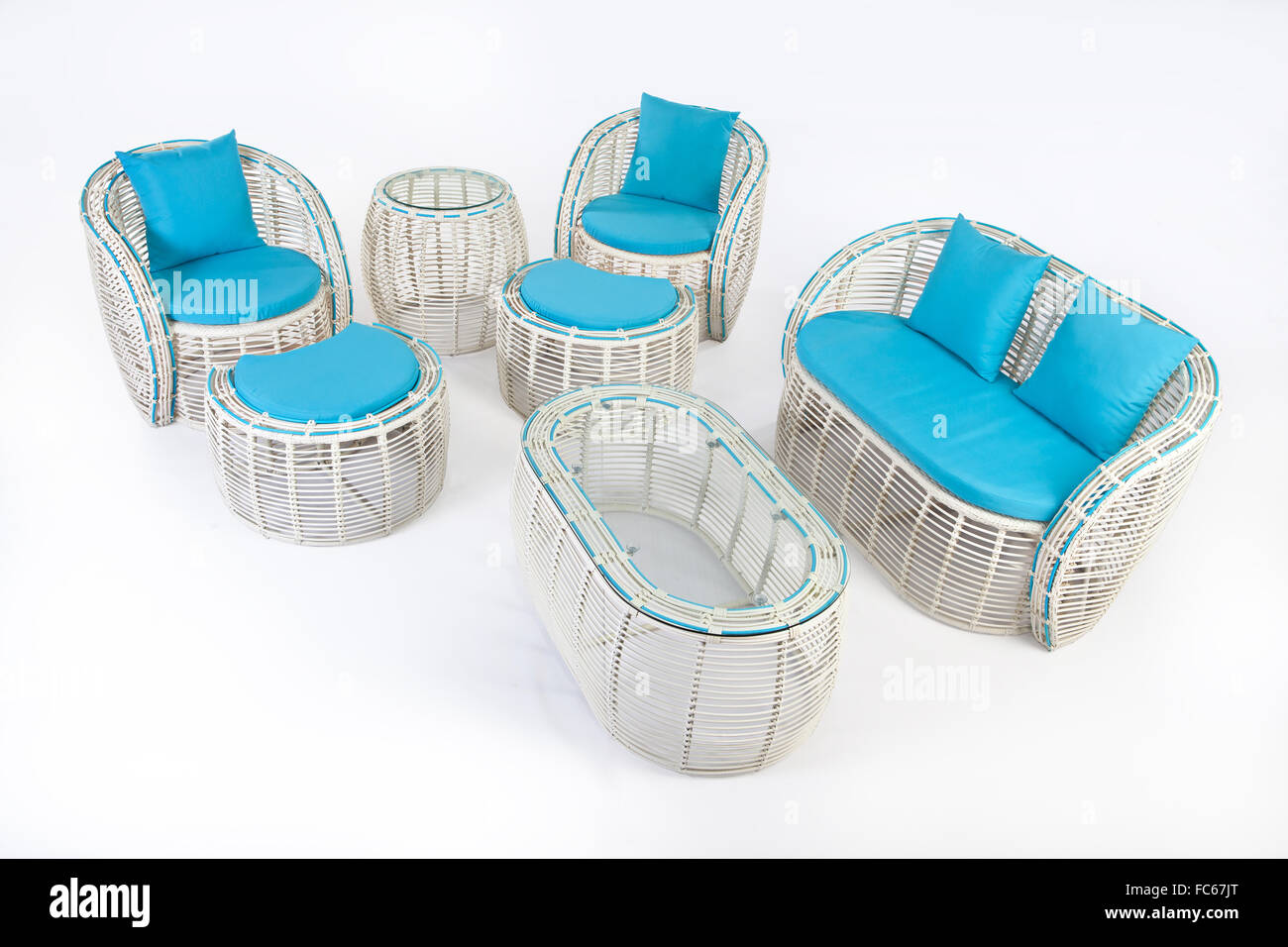 Suite Of Wicker Furniture Stock Photo - Alamy
