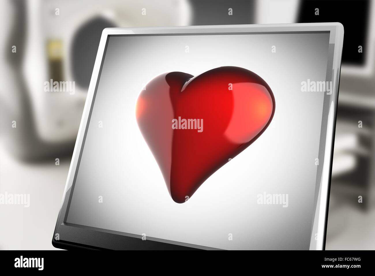 red heart on monitor in laboratory Stock Photo - Alamy