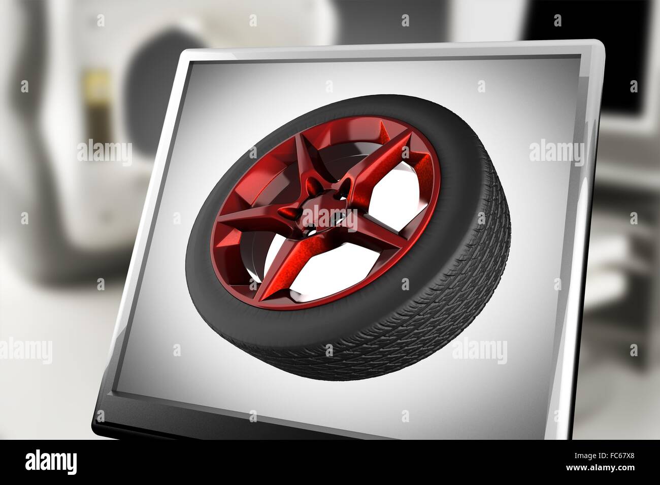 Car wheel on monitor in laboratory Stock Photo - Alamy