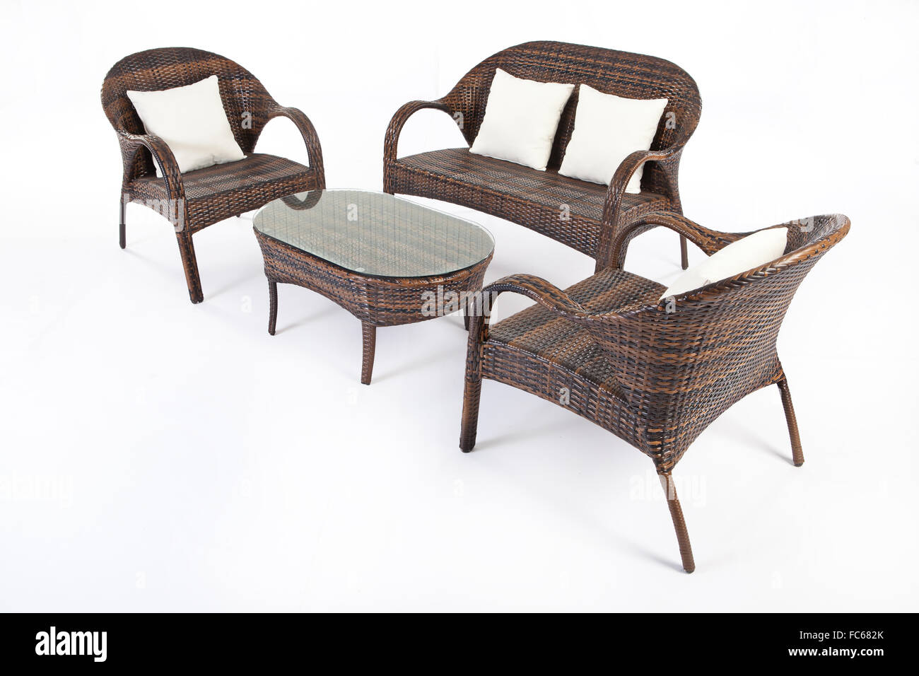 Suite Of Wicker Furniture Stock Photo - Alamy