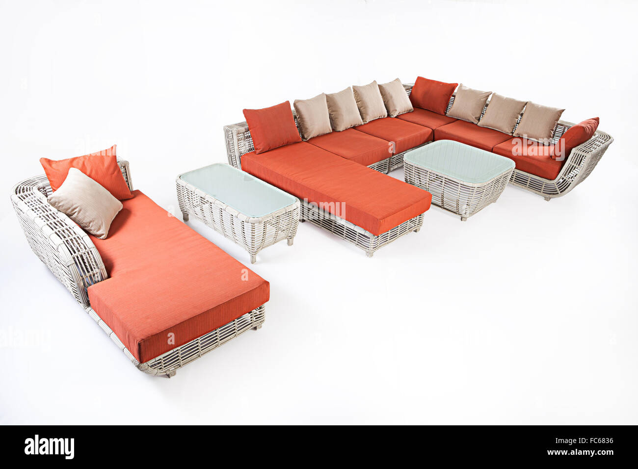 Suite Of Wicker Furniture Stock Photo - Alamy