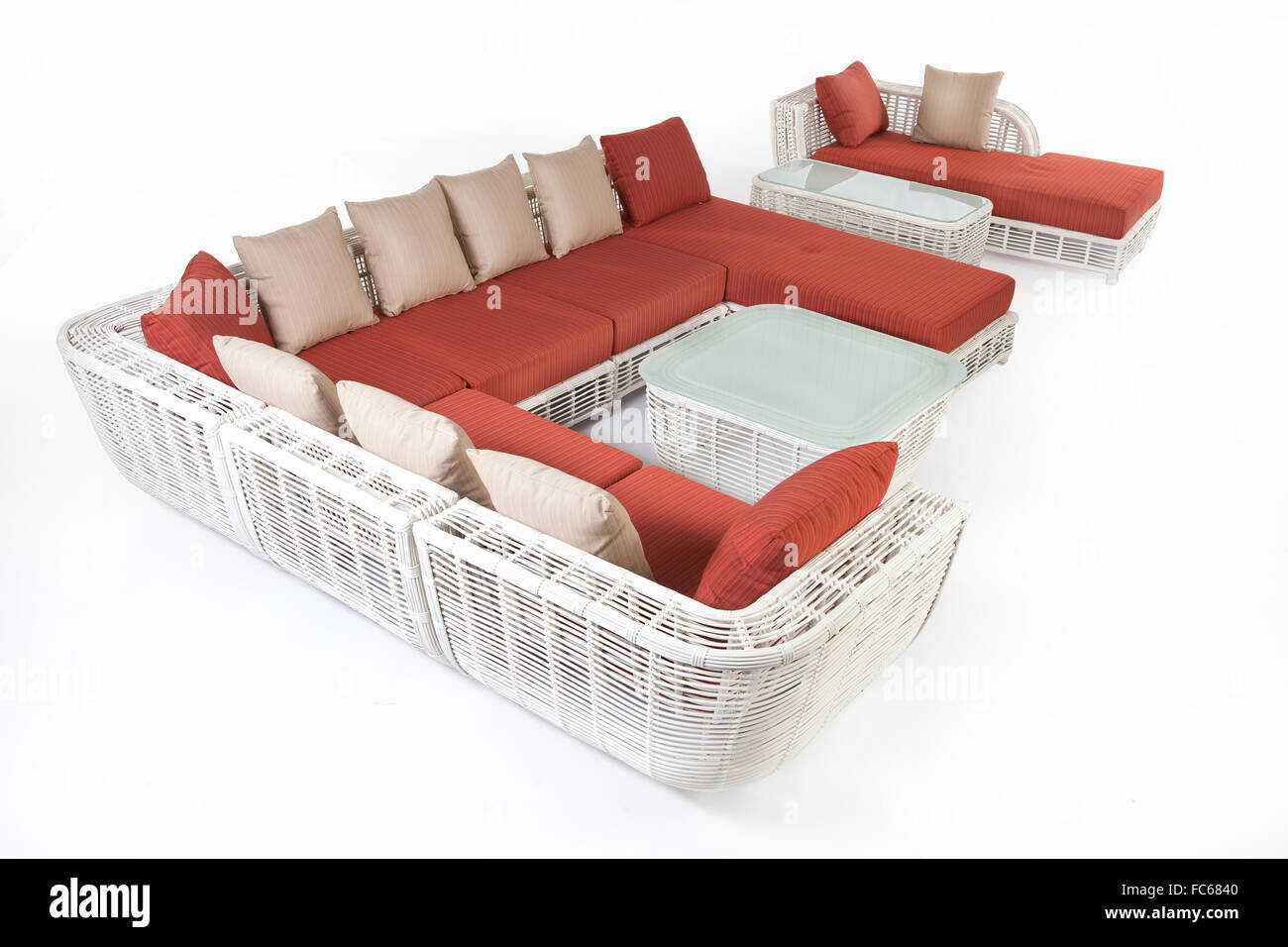Suite Of Wicker Furniture Stock Photo - Alamy
