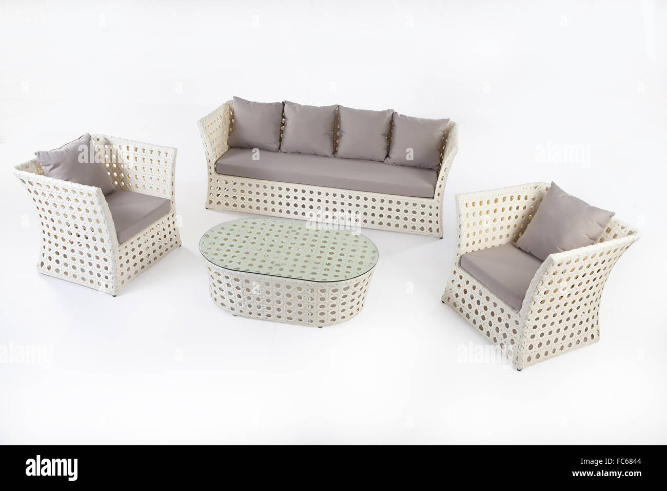 Suite Of Wicker Furniture Stock Photo - Alamy