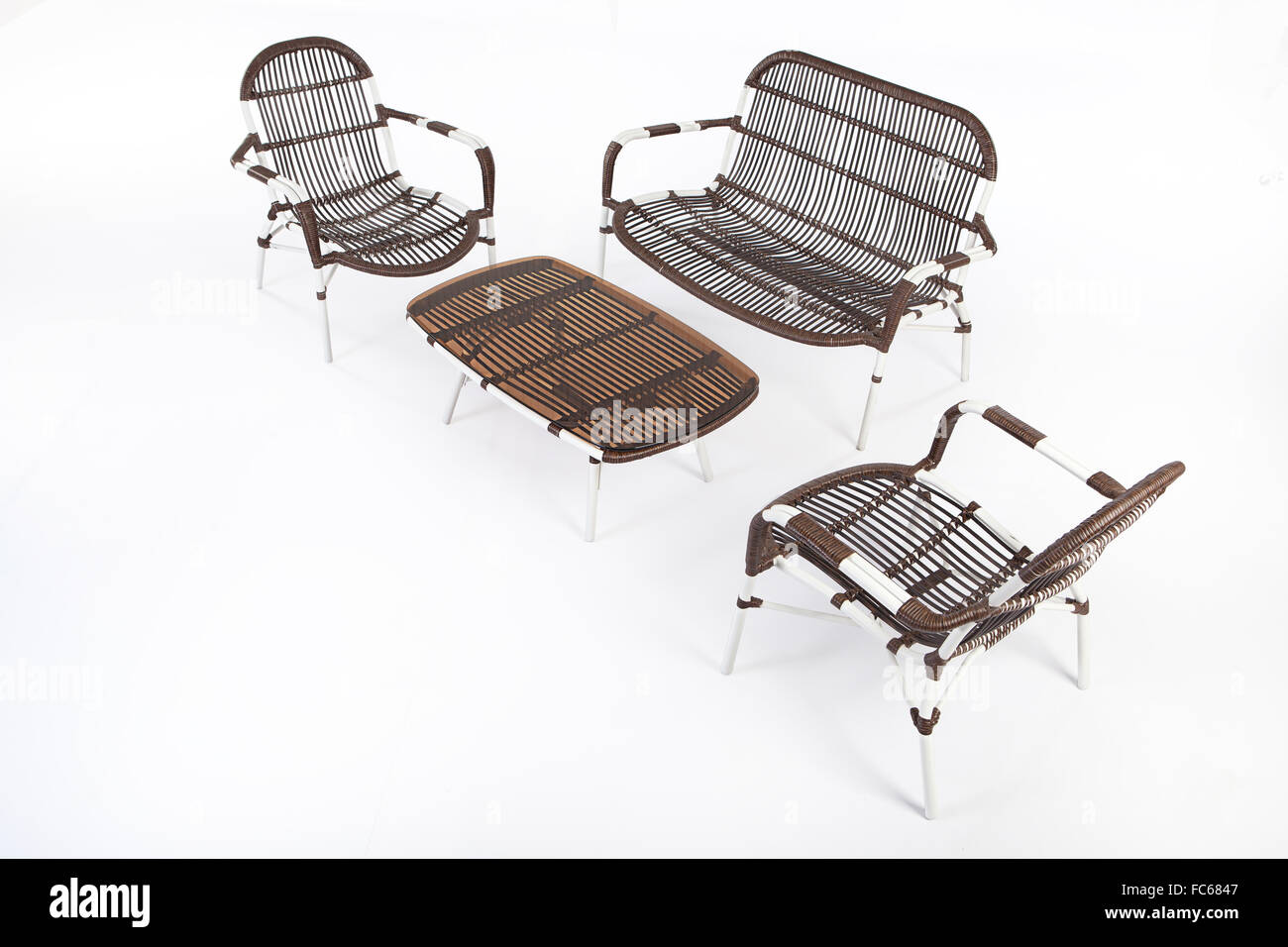 Suite Of Wicker Furniture Stock Photo - Alamy