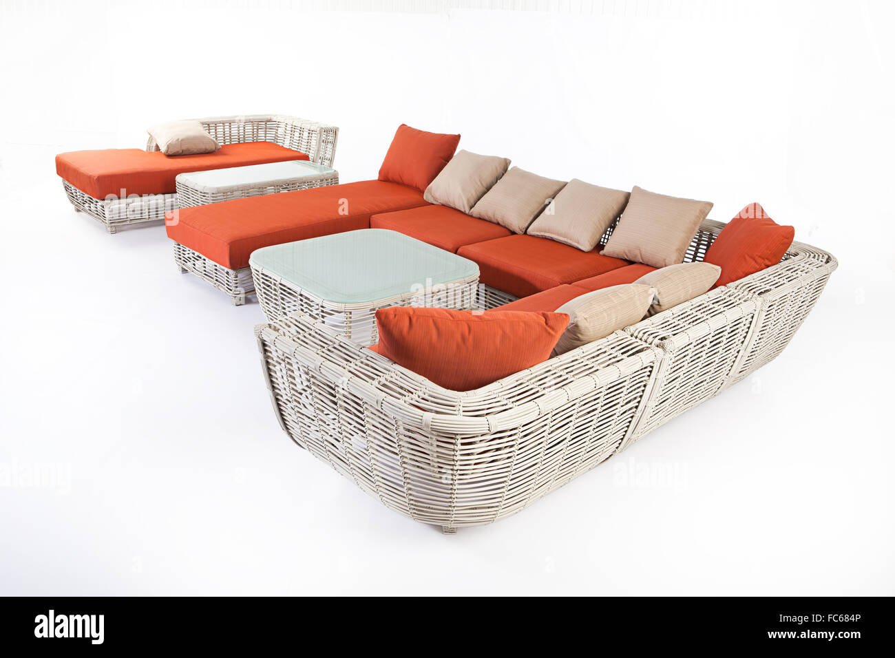 Suite Of Wicker Furniture Stock Photo - Alamy