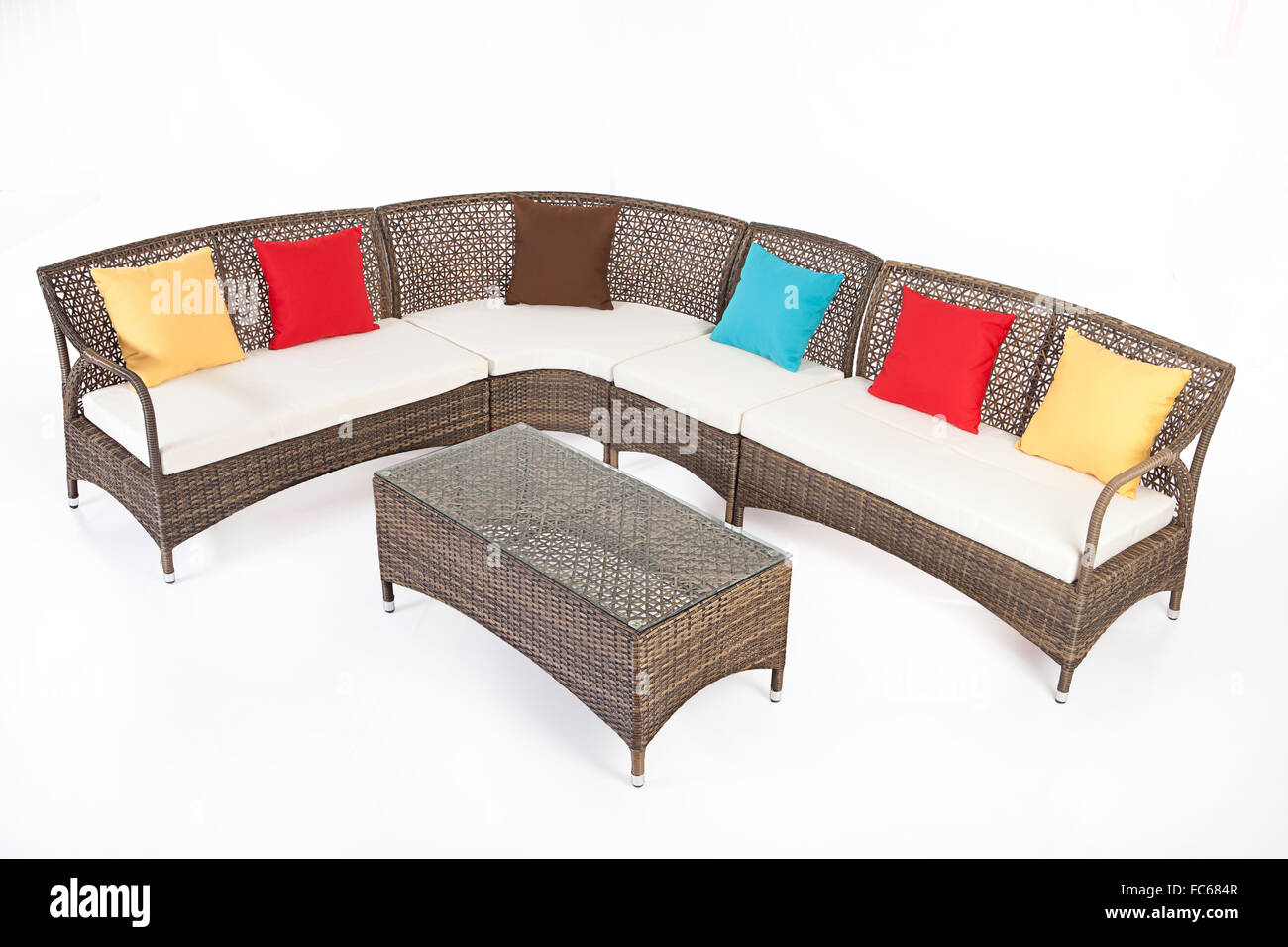 Suite Of Wicker Furniture Stock Photo - Alamy
