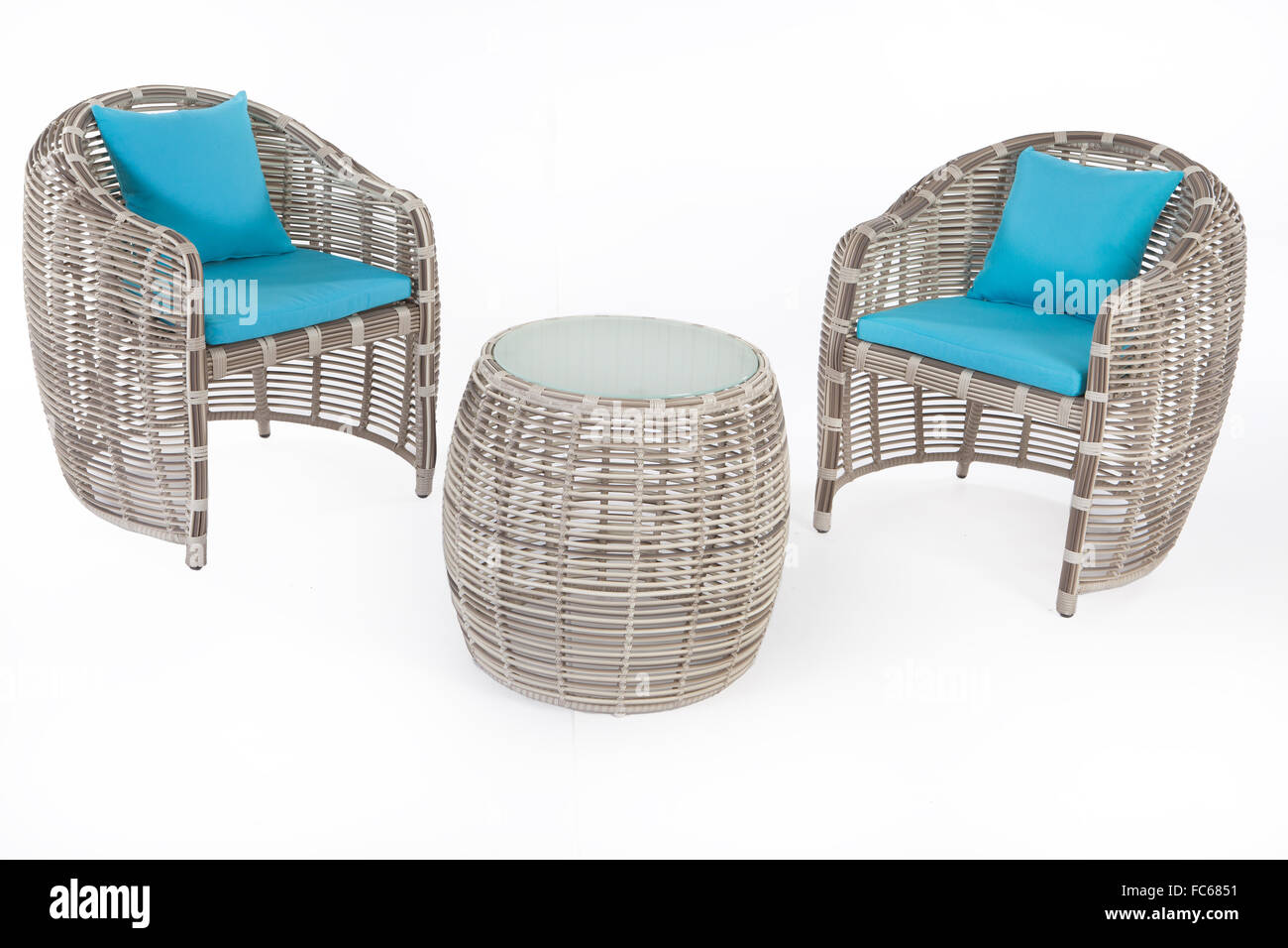 Suite Of Wicker Furniture Stock Photo - Alamy