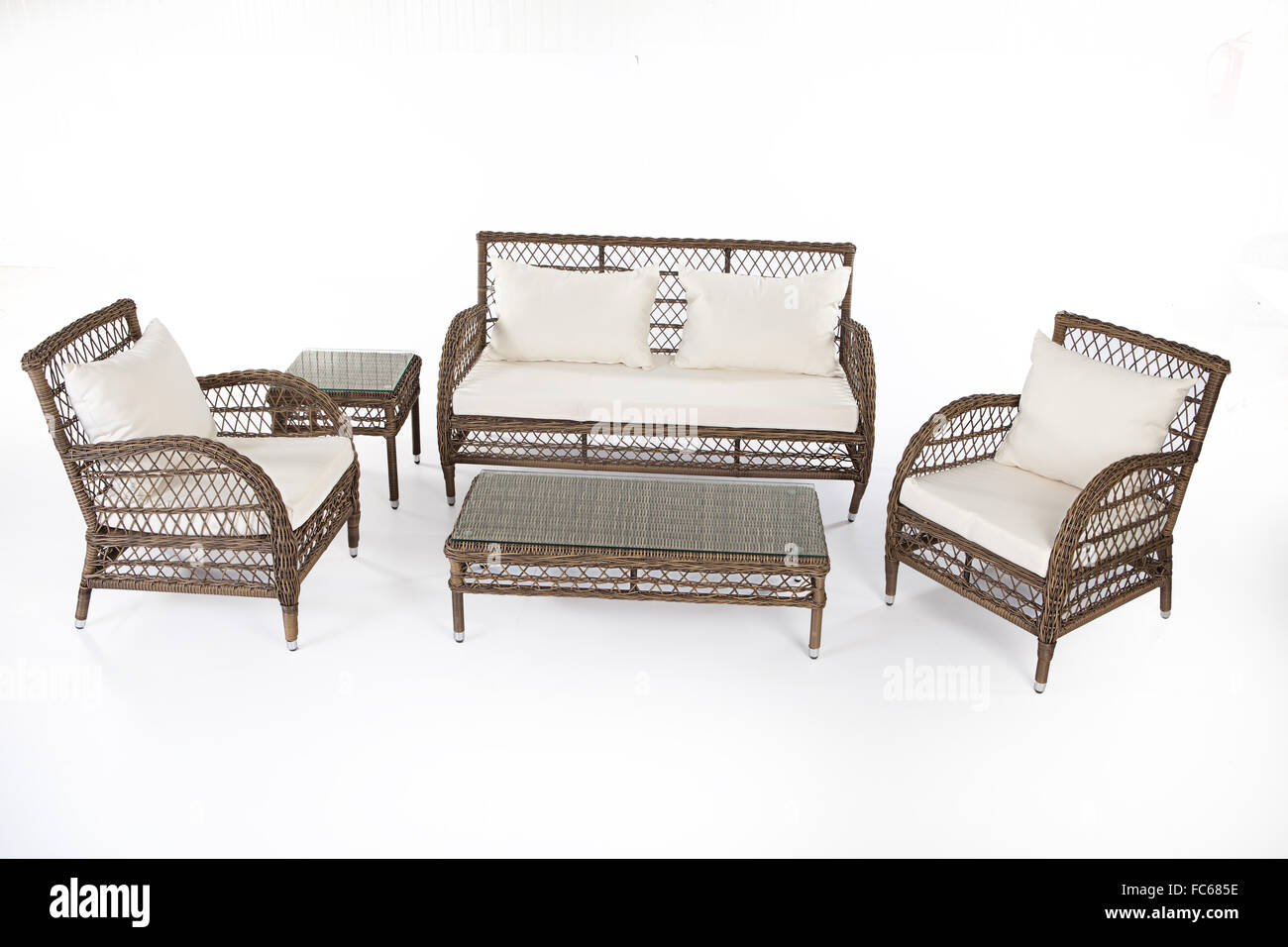 Suite Of Wicker Furniture Stock Photo - Alamy