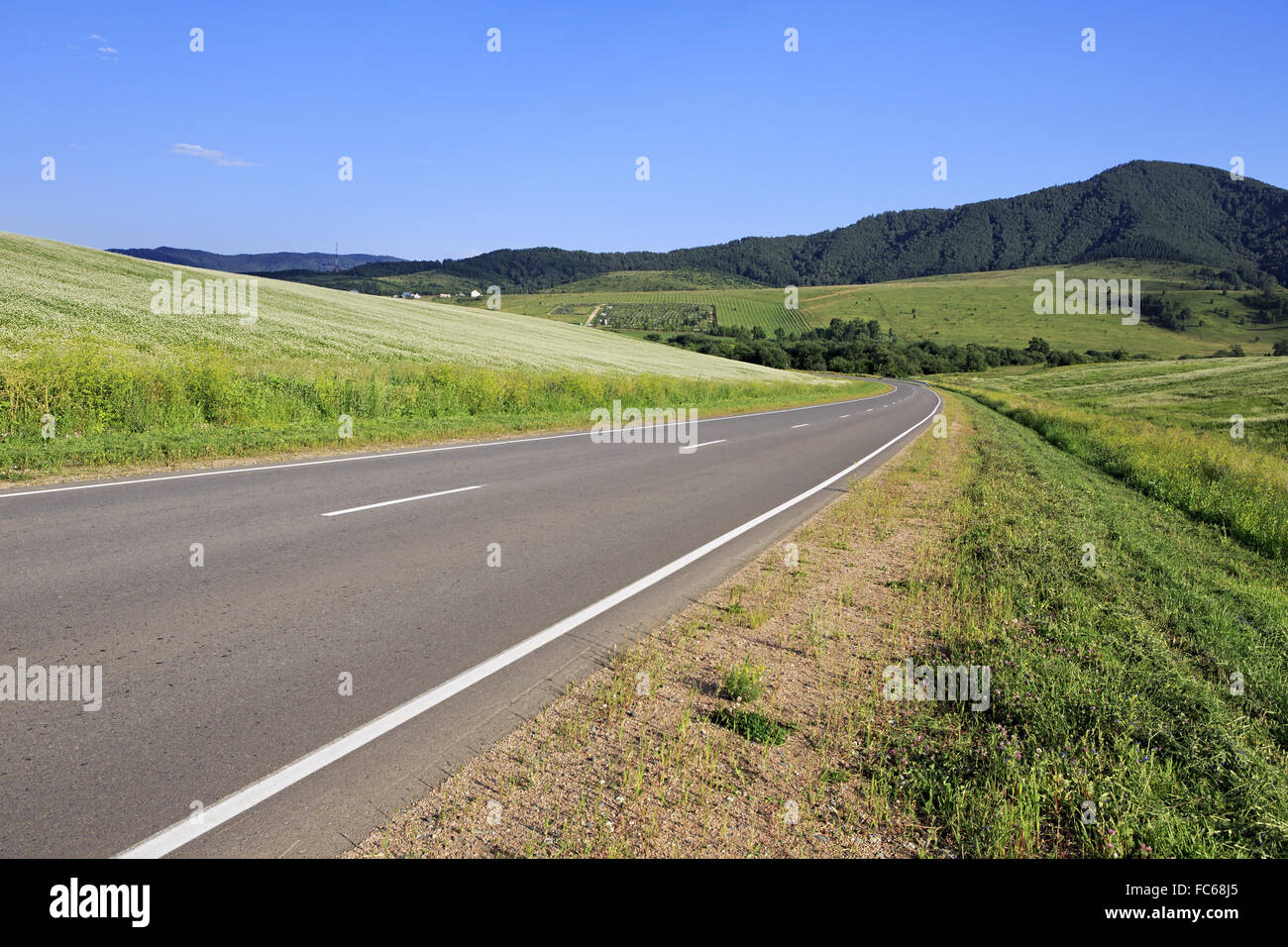Road among farm fields Stock Photo - Alamy