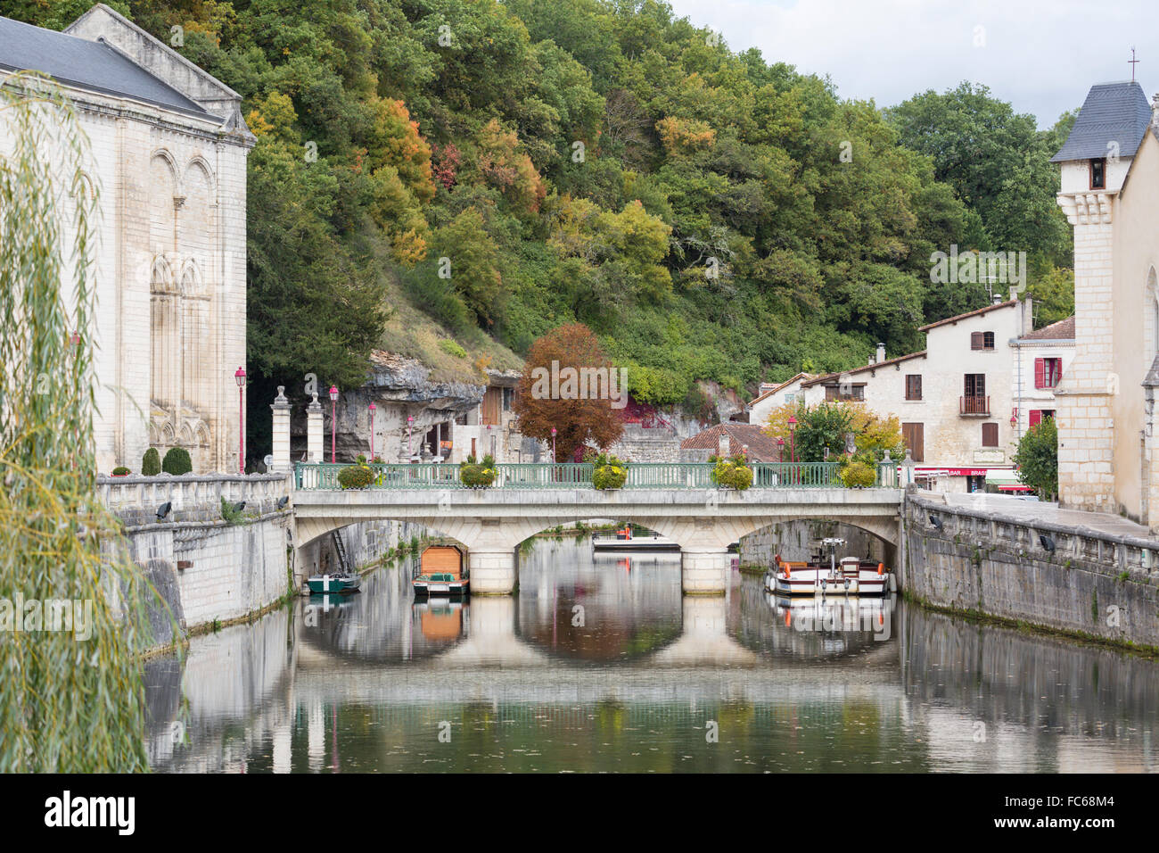 Brantome Abbey, river Dronne, Brantome, Loire Valley, France Stock ...